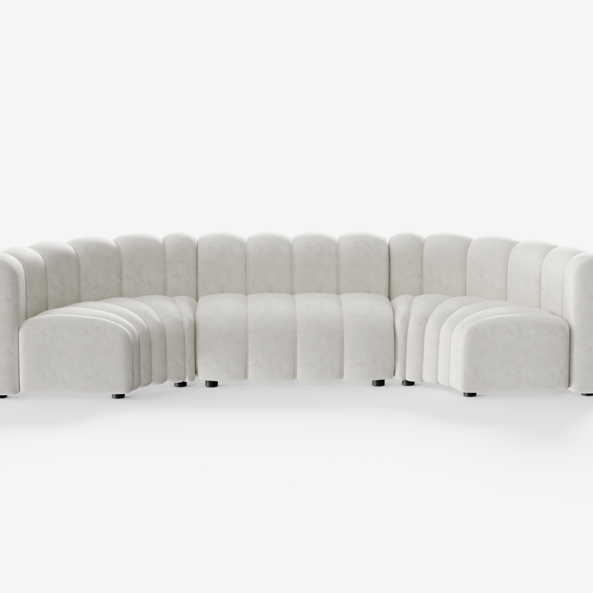 Rent Cosmo Concave 4-Seater Sofa Vanilla White for Airy Lounging
