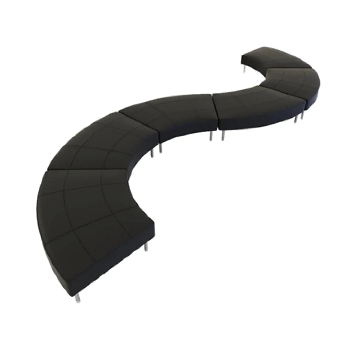 Endless 15 Seater Serpentine Sofa Without Back Black