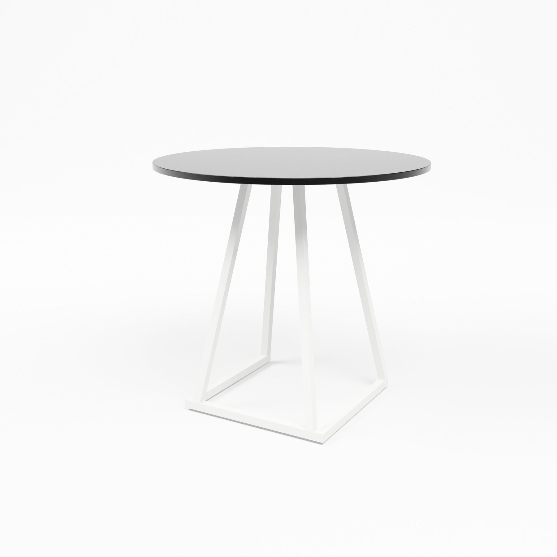 Linea Dining Table (White Frame with Black Round Top) | Event Rentals Dubai